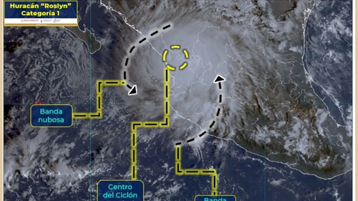 Huracán ''Roslyn'' pierde intensidad y baja a categoría 1